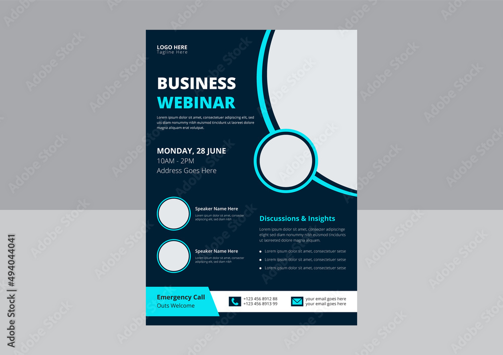 Business Webinar Flyer Template. Online webinar flyer leaflet design ...