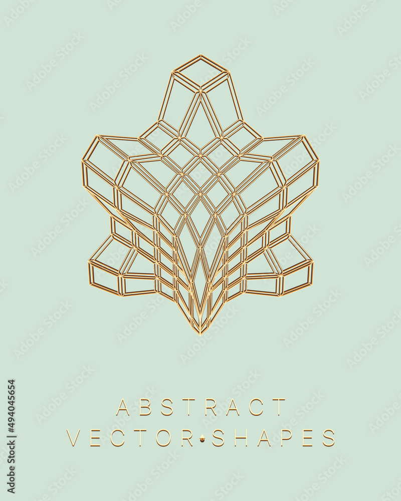 Geometric shape for design. Wireframe illustration. Molecular grid. 3d ...