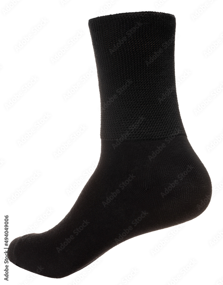 Long black sock on mannequin isolated on white Stock Photo | Adobe Stock