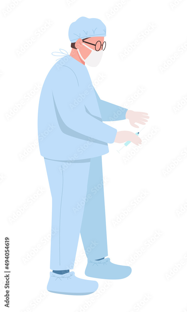 General surgeon semi flat color vector character. Medical doctor ...