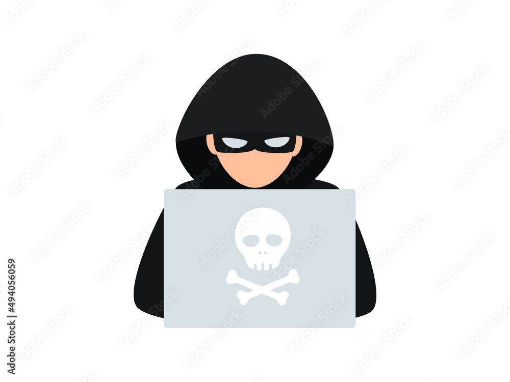 Vector illustration of Hacker logo template. Symbol of digital thief ...