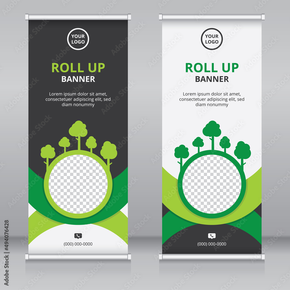 Eco friendly themed modern roll up banner template, Standee template, X ...