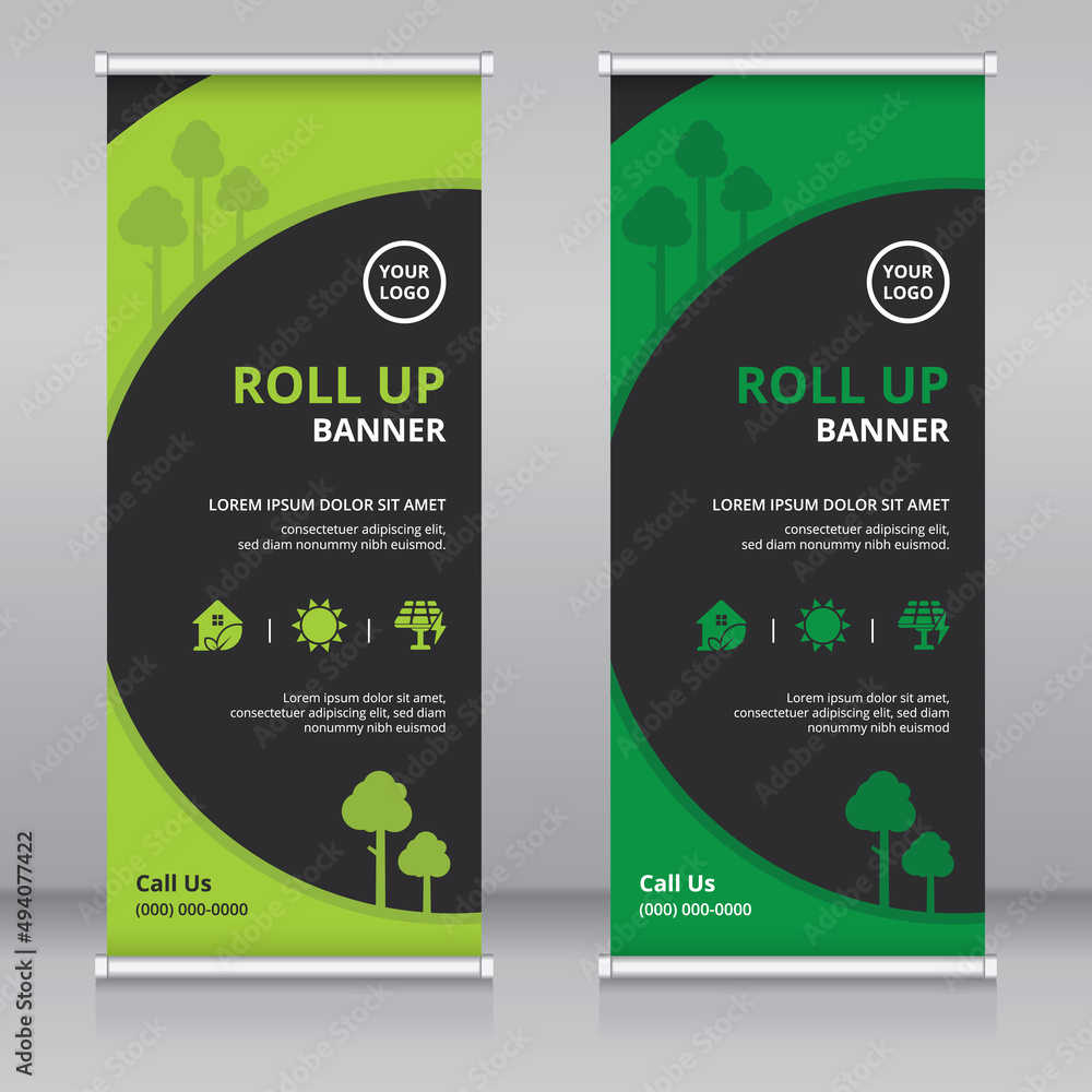 Eco friendly themed modern roll up banner template, Standee template, X ...