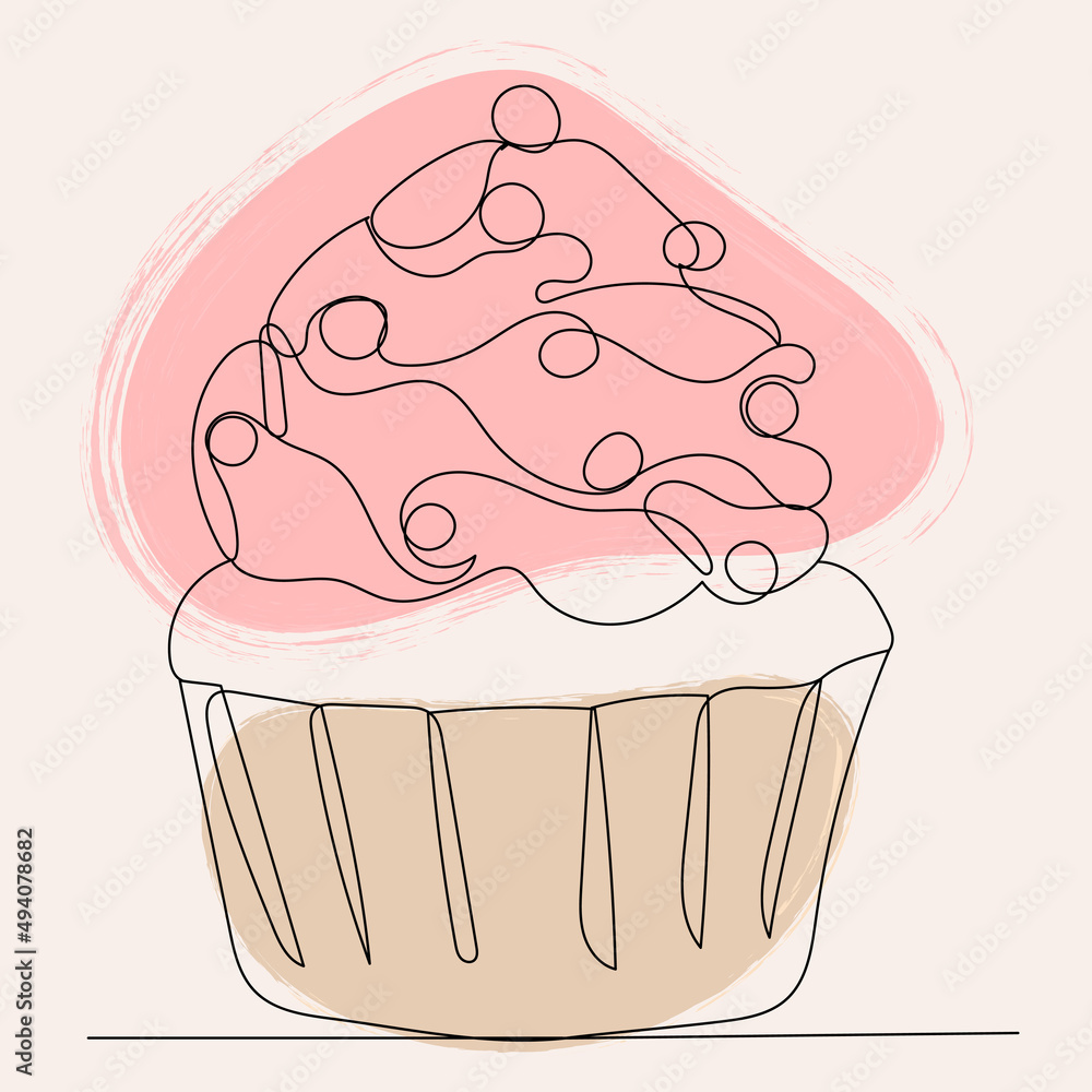 cake sketch drawing by one continuous line vector Stock Vector | Adobe ...