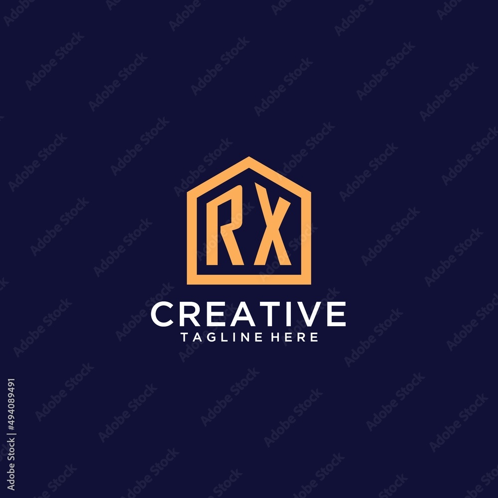 Initial RX logo with abstract home shape, modern minimalist realty logo ...
