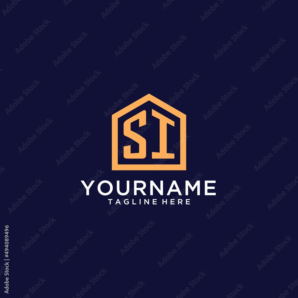 Initial SI logo with abstract home shape, modern minimalist realty logo ...