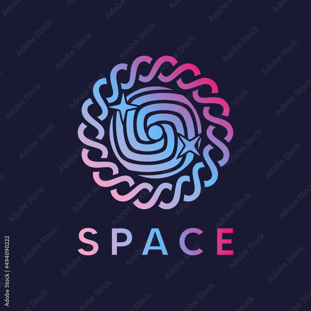 Logo design for space. Illustration of a logo space design on a black ...