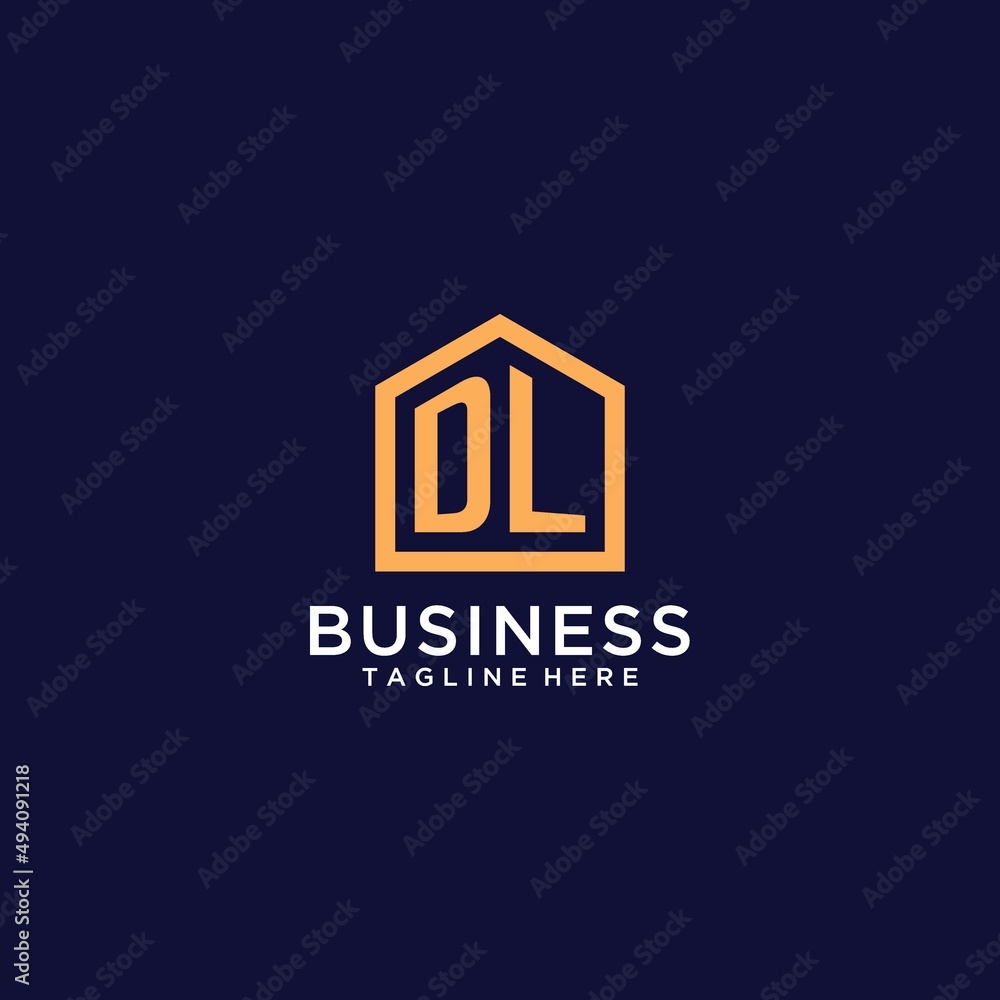 Initial DL logo with abstract home shape, modern minimalist realty logo ...