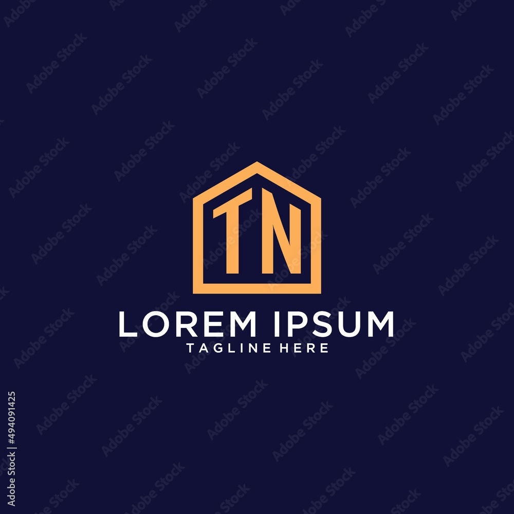 Initial TN logo with abstract home shape, modern minimalist realty logo ...