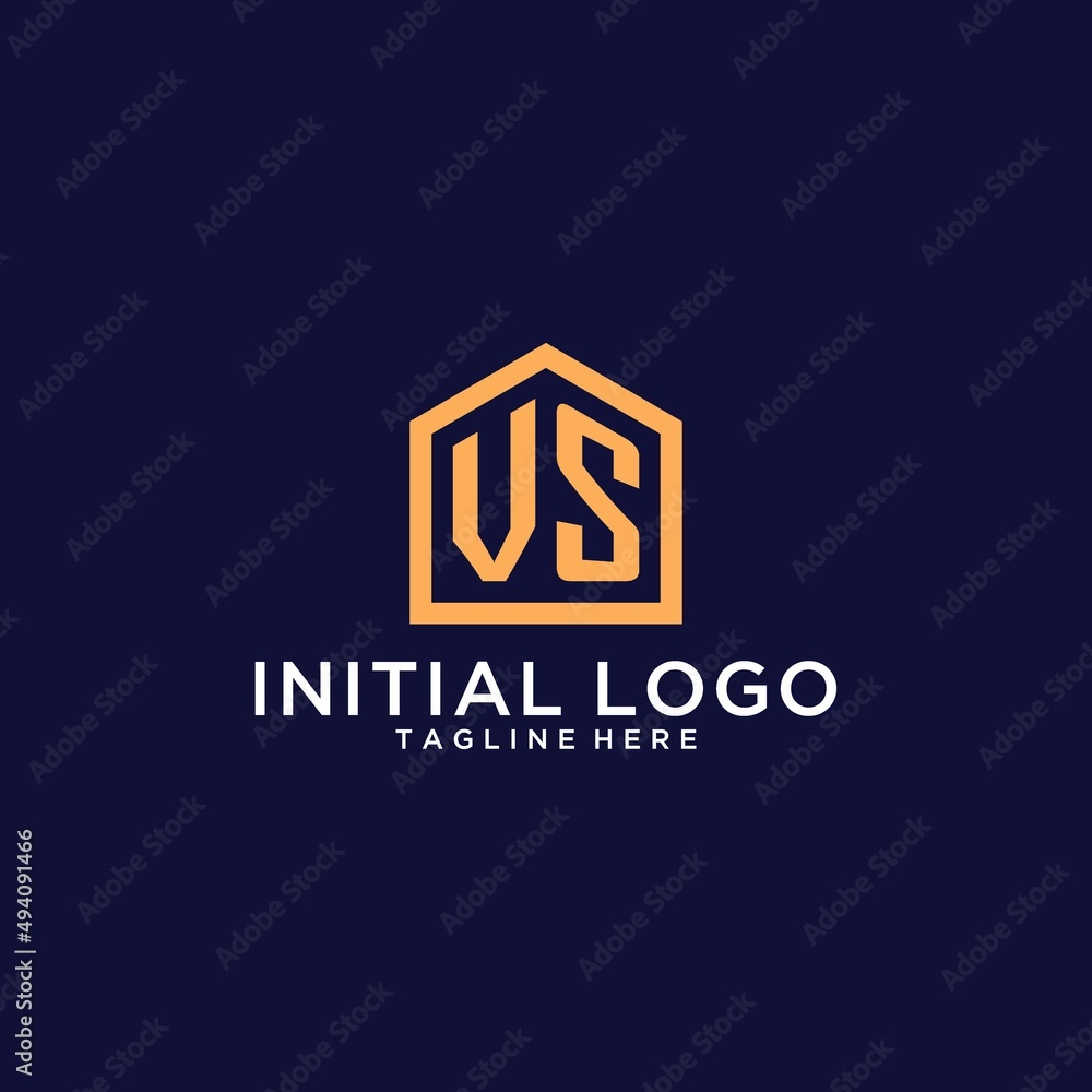 Initial VS logo with abstract home shape, modern minimalist realty logo design ideas Stock ...