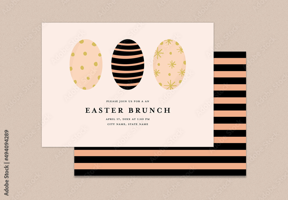 Easter Brunch Invitation Card Layout Stock Template | Adobe Stock