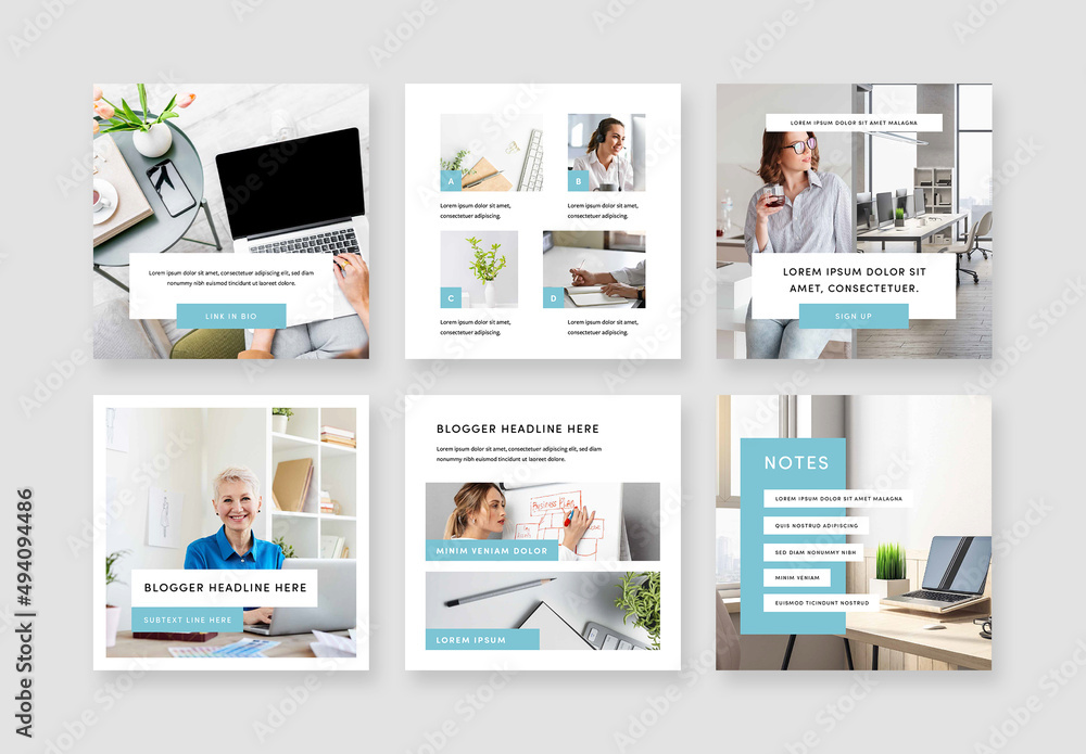 Set of Social Media Layouts for Everyday Blogger Stock Template | Adobe ...