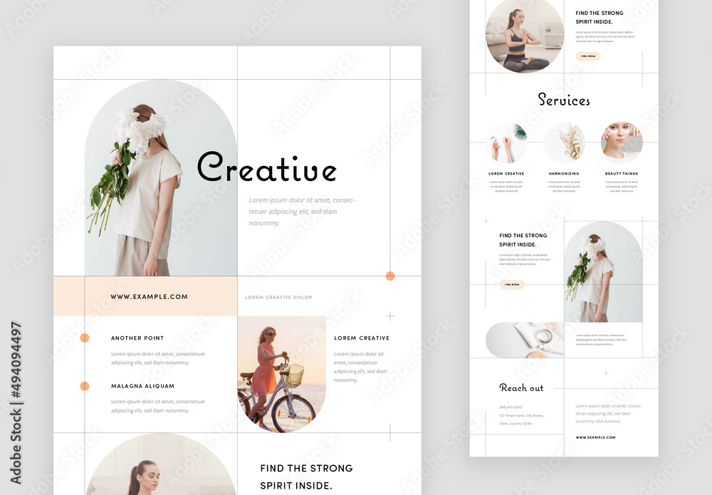 Minimal Email Newsletter Layout with Line Art Geometry Stock Template ...