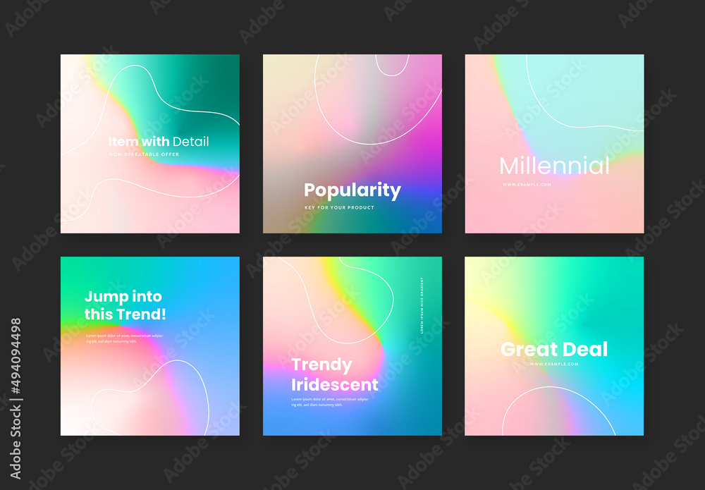 Abstract Gradient Social Media Post Layouts Stock Template | Adobe Stock