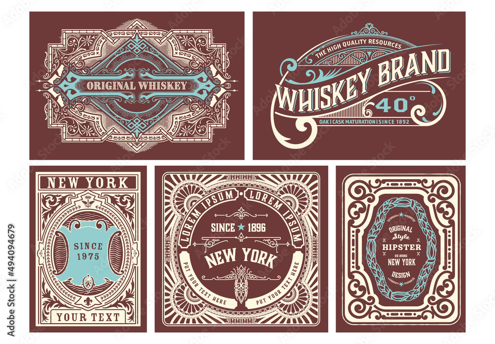 Set of 5 Vintage Labels for Packaging Stock Template | Adobe Stock