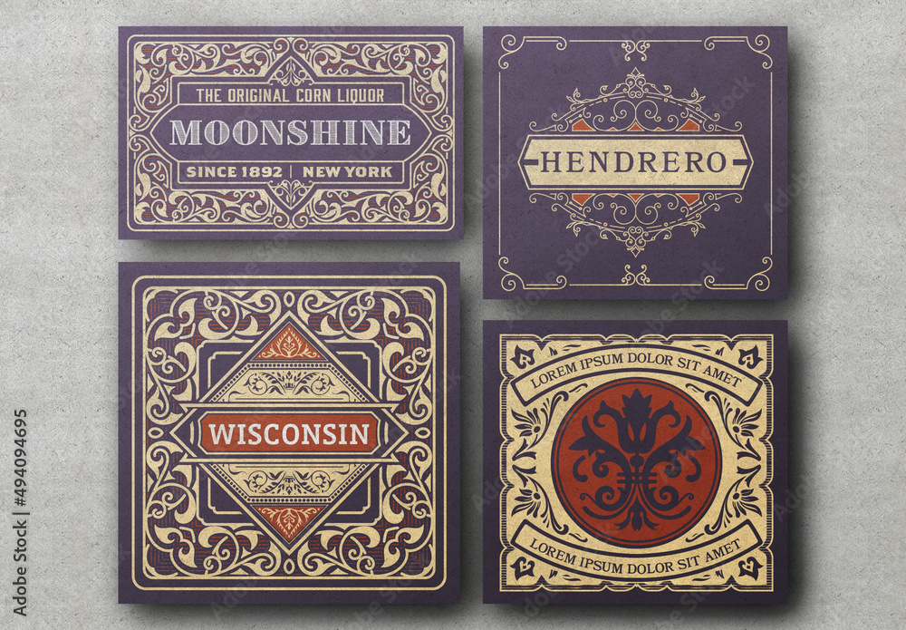 Set of 4 Vintage Labels for Packaging Stock Template | Adobe Stock