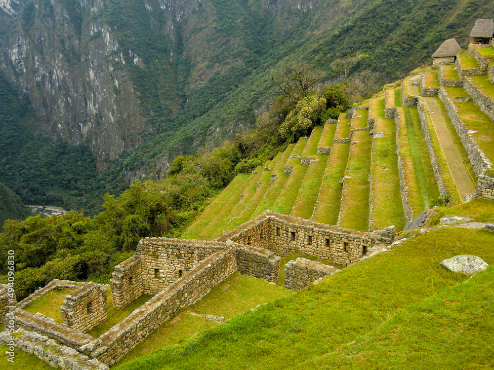 The terraces or platforms, structures of the Inca Empire in Machu ...