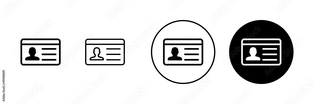License icons set. ID card icon. driver license, staff identification ...