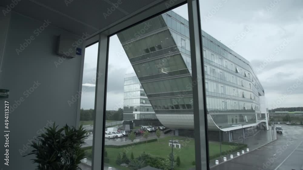 Minimal background image of empty office workplace by window with white ...