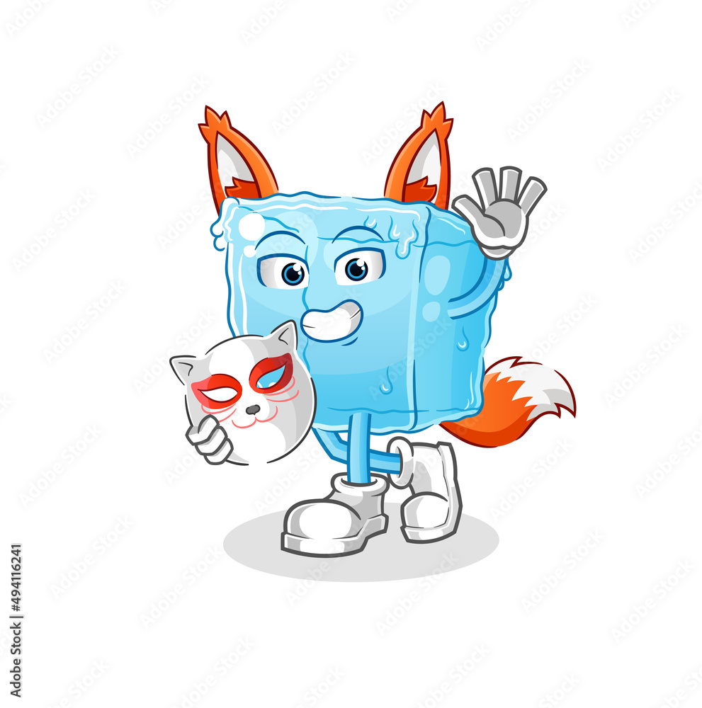 ice cube japanese fox character. cartoon mascot Stock Vector | Adobe Stock