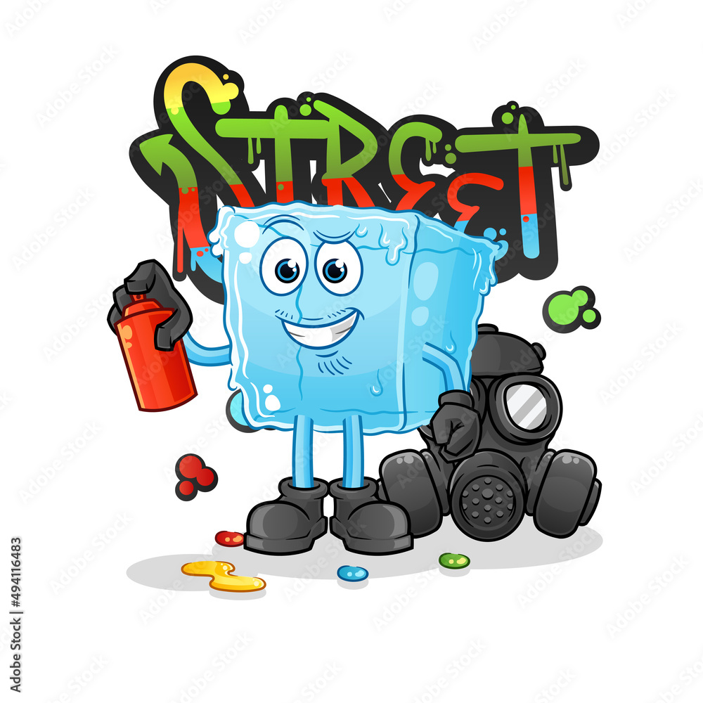 ice cube graffiti artist vector. cartoon character Stock Vector | Adobe ...