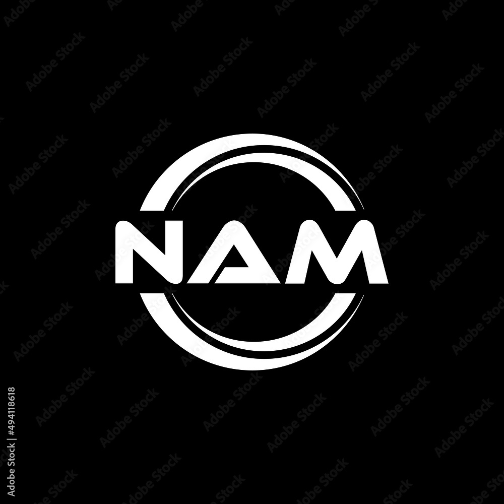 Vecteur Stock NAM letter logo design with black background in ...