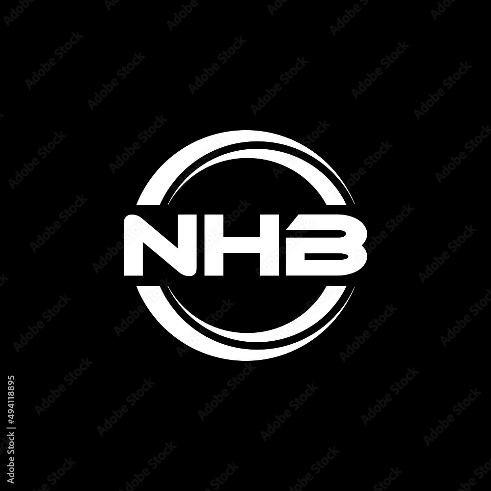 Vecteur Stock NHB letter logo design with black background in ...