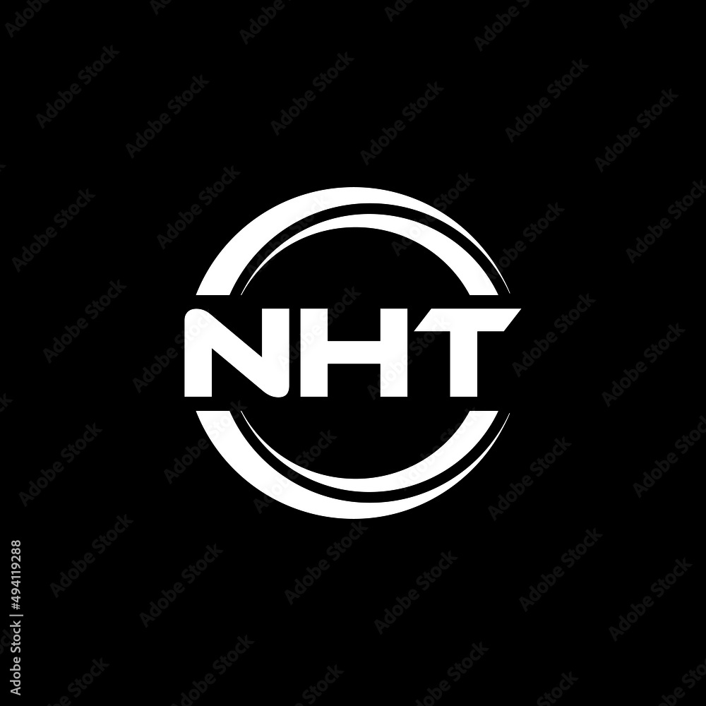 NHT letter logo design with black background in illustrator, vector ...