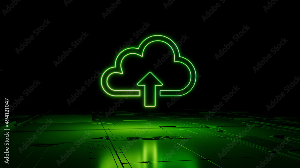 Green Data storage Technology Concept with cloud upload symbol as a ...