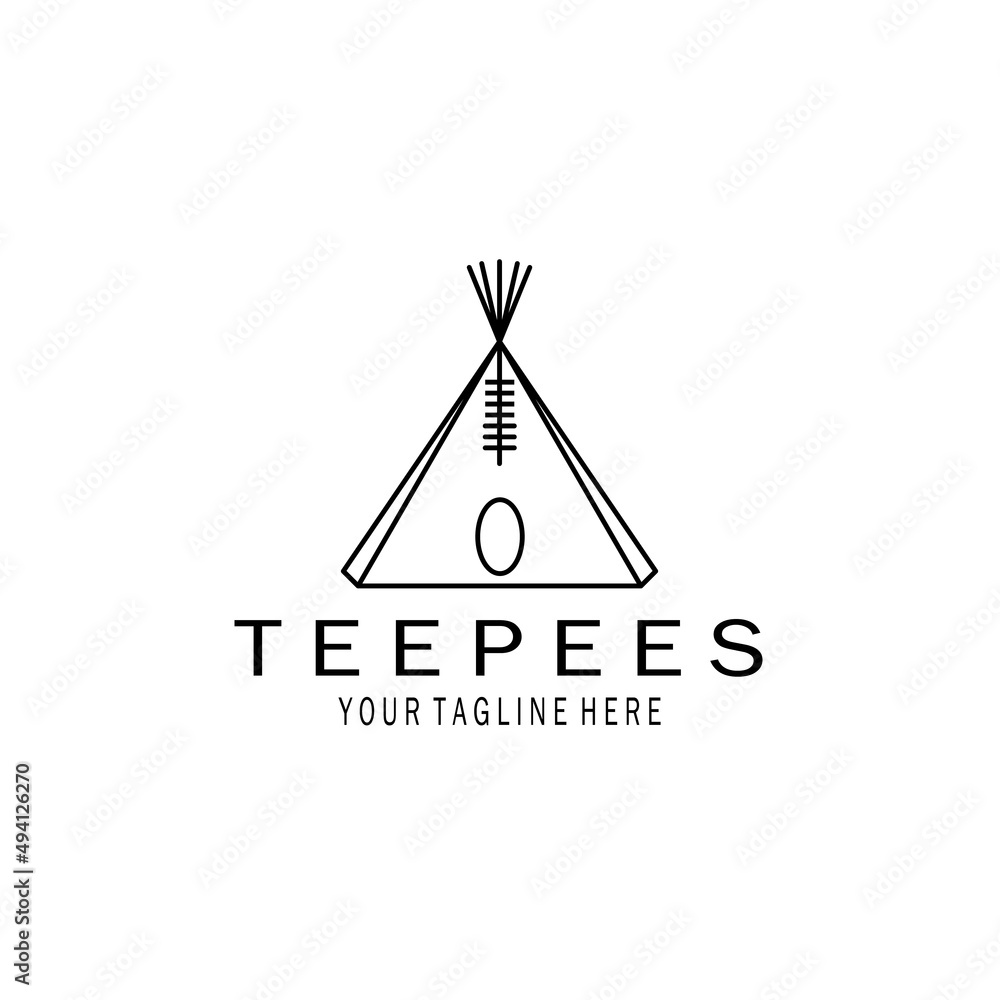 teepees logo design, vector, illustration, line art, linear Stock ...
