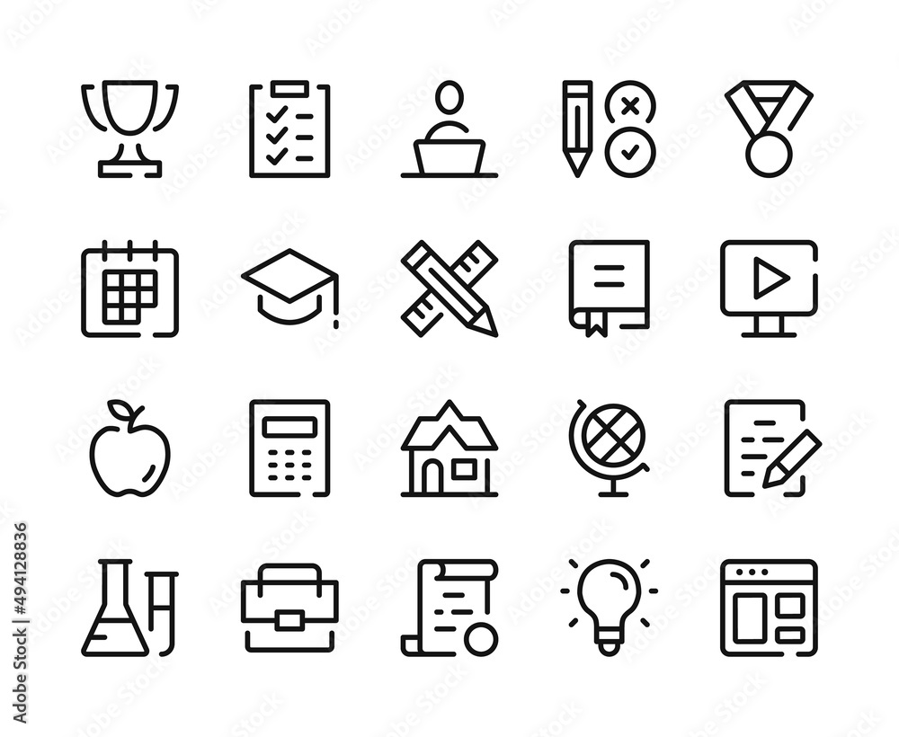 School icons. Vector line icons set. Education, learning concepts ...