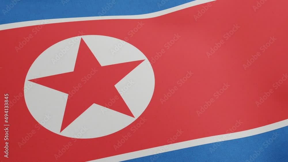 National flag of North Korea waving original size and colors 3D Render ...
