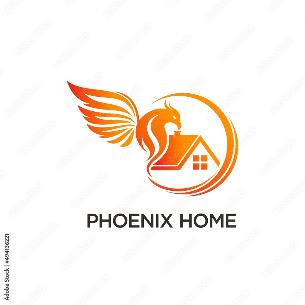 Phoenix home logo illustration vector Stock Vector | Adobe Stock
