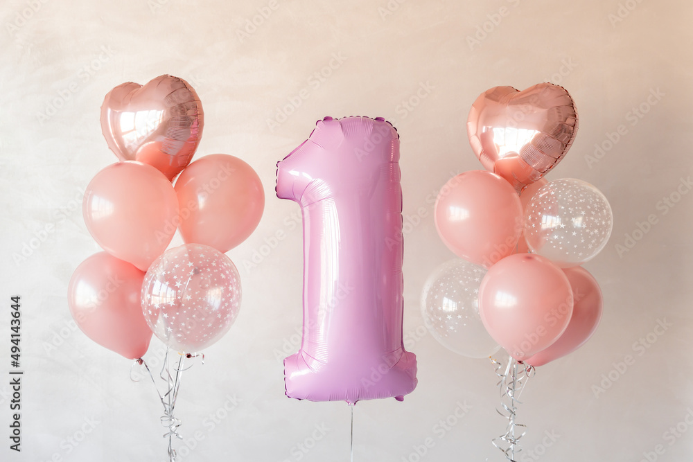 helium balloons for birthday. Greeting card. Holiday decoration ...