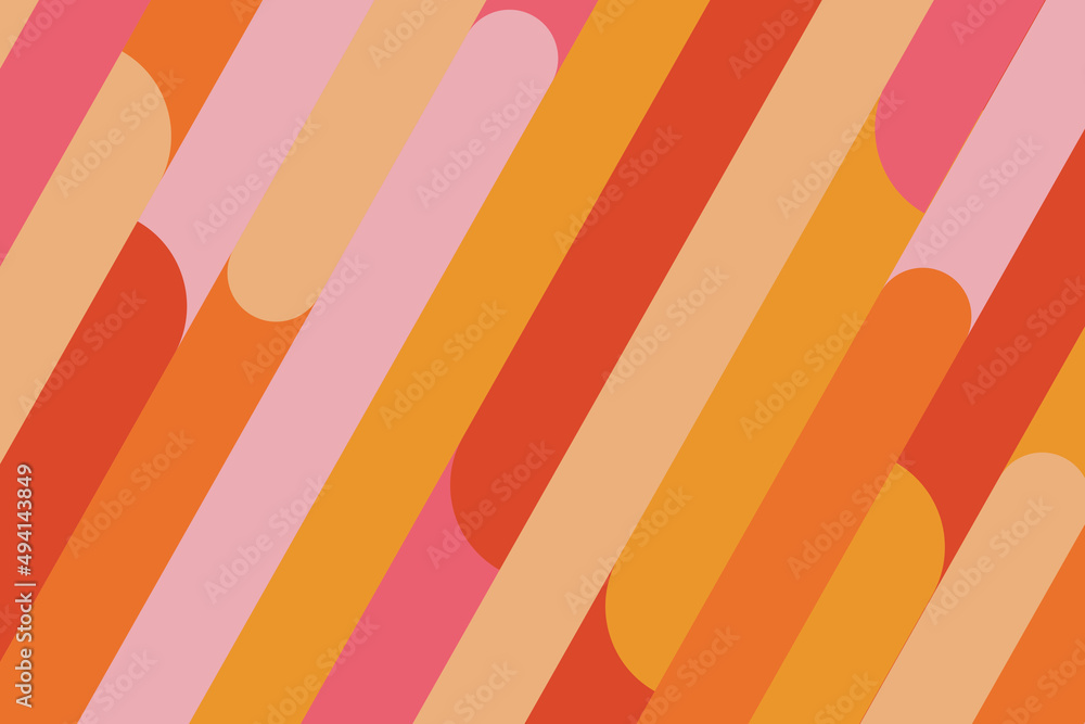 Abstract background with geometric flat figures in red and pink tones with diagonal lines ...