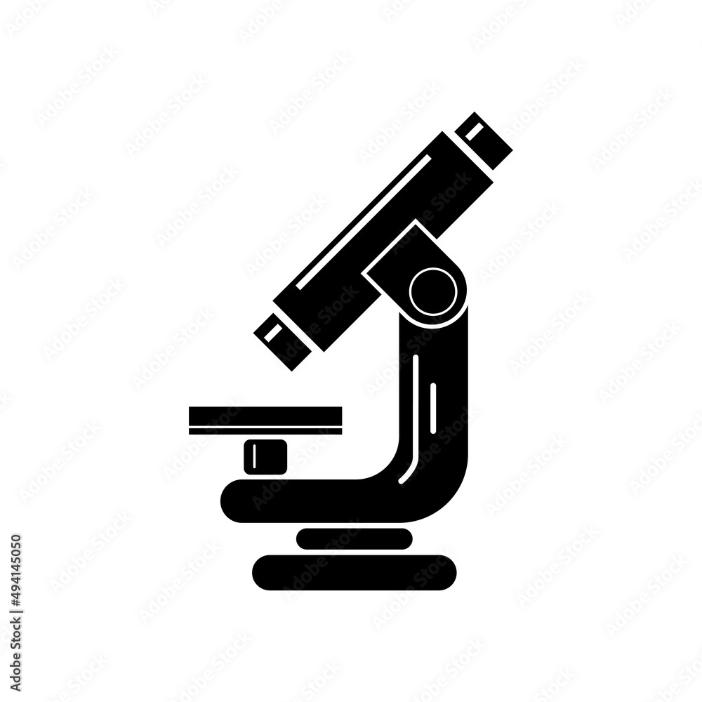 Microscope icon of a simple geometric shape in a flat style. Laboratory ...