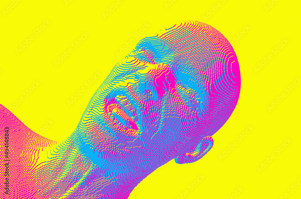 Furious screaming man. Emotional scream of a man with open shouting ...