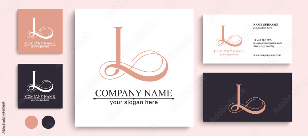 L logo or monogram. L Letters of the alphabet Initials. Beautiful logo ...