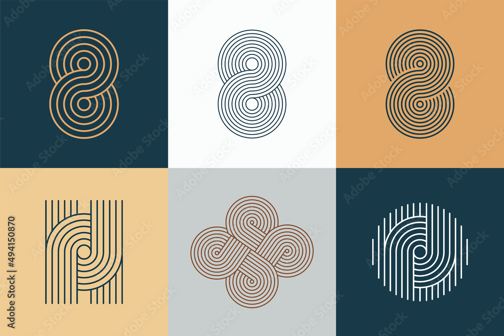 Geometric stripy pattern, design line art shape. Vector linear clipart ...