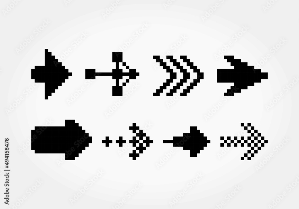 Arrow collection pixels. Vector illustration of 8 bit game assets ...
