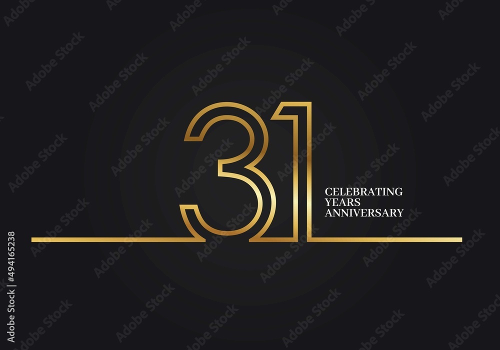 31 Years Anniversary logotype with golden colored font numbers made of ...