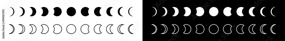Vetor do Stock: Moon phase cycle of eclipse - illustration. Lunar ...