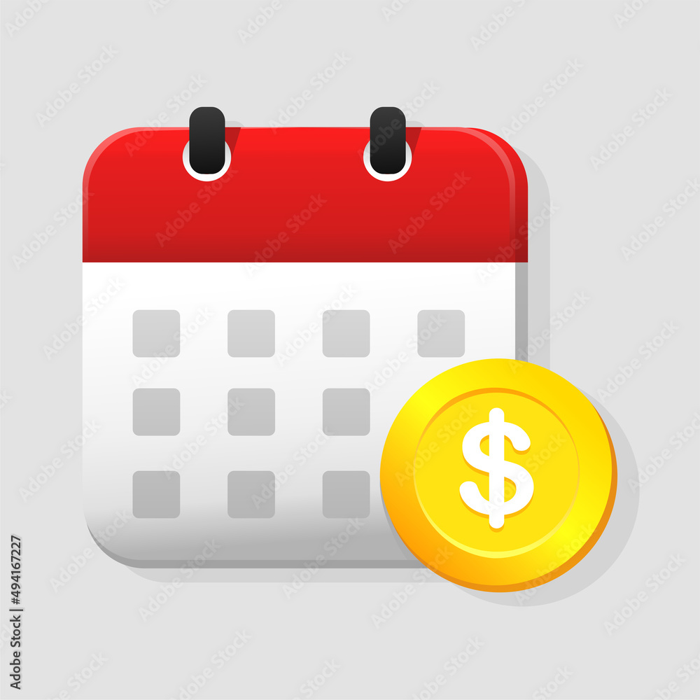 Calendar with dollar money. Vector illustration Stock Vector | Adobe Stock