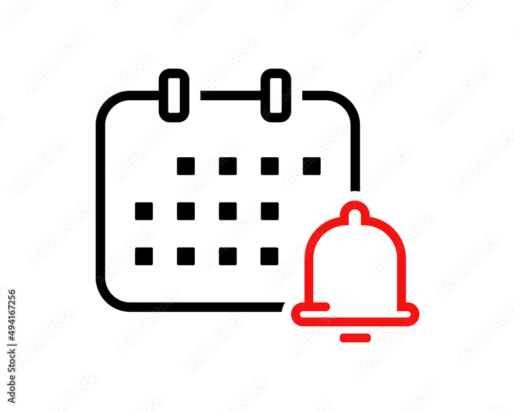 Calendar with bell icon. Event reminder. Vector illustration Stock ...