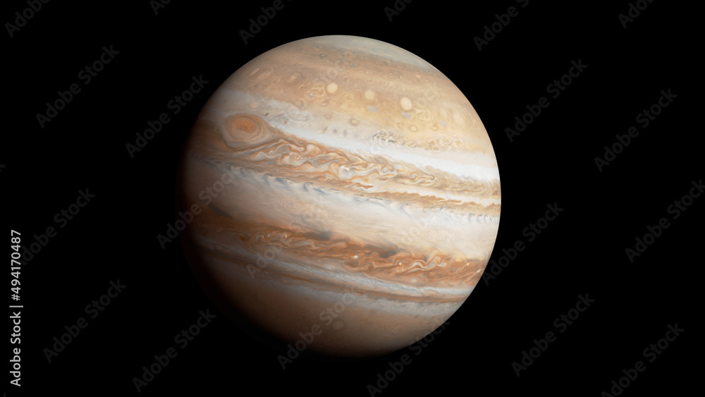 Jupiter planet around the sun realistic 3d illustration. 8k resolution ...