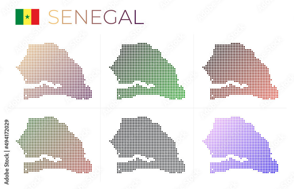 Senegal dotted map set. Map of Senegal in dotted style. Borders of the ...