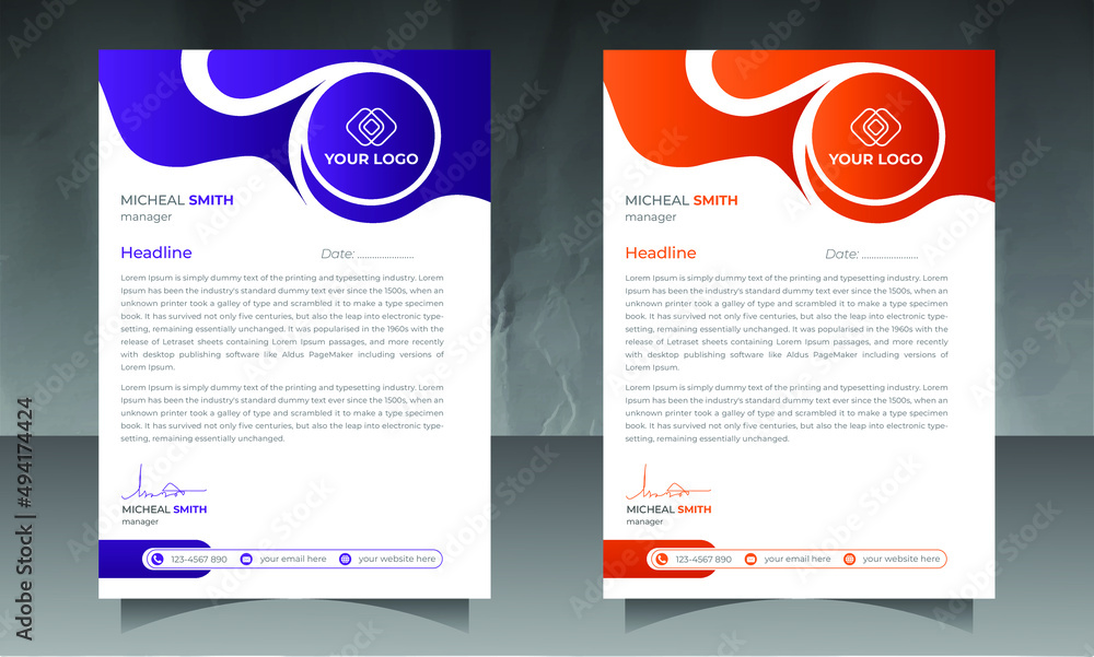 Modern & Professional business style letterhead design template in A4 ...