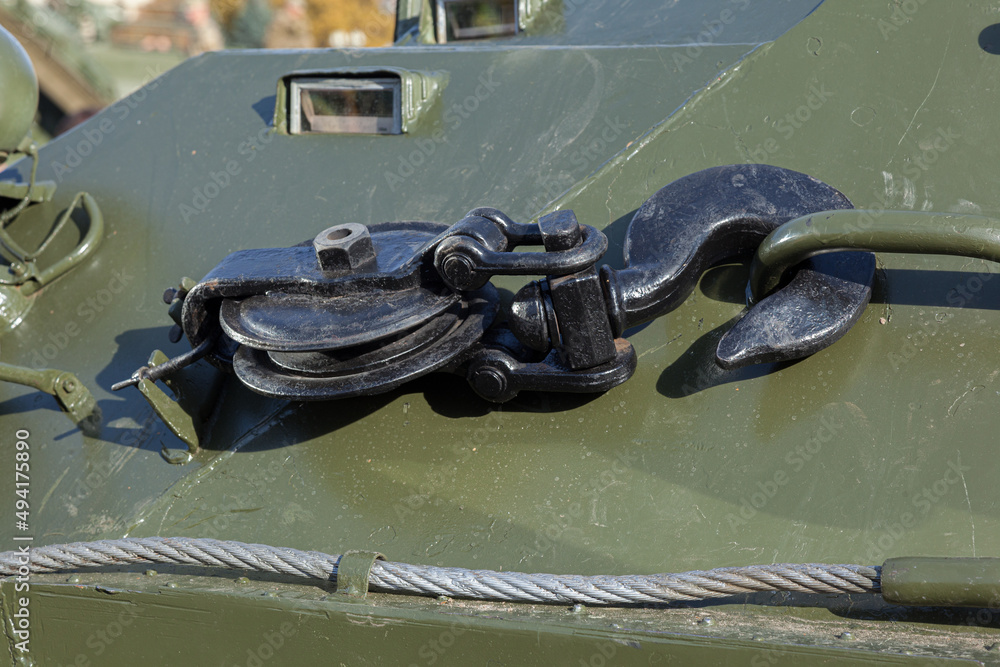 Enlarged fragment and texture of military armored vehicles. Large iron ...