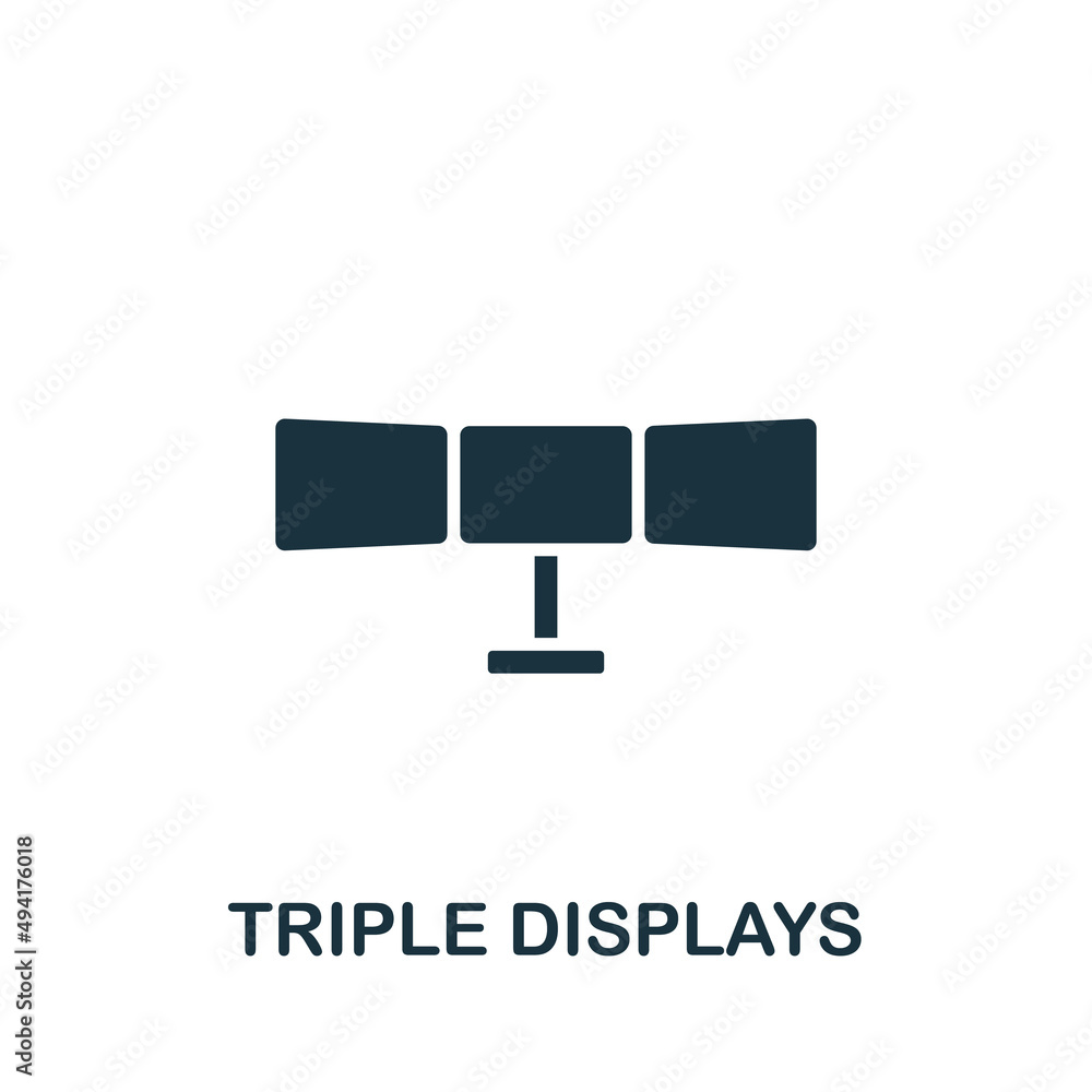 Triple Displays icon. Monochrome simple icon for templates, web design ...