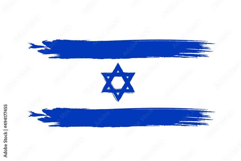 Flag Israel. Brush painted flag israel. Hand drawn style illustration ...